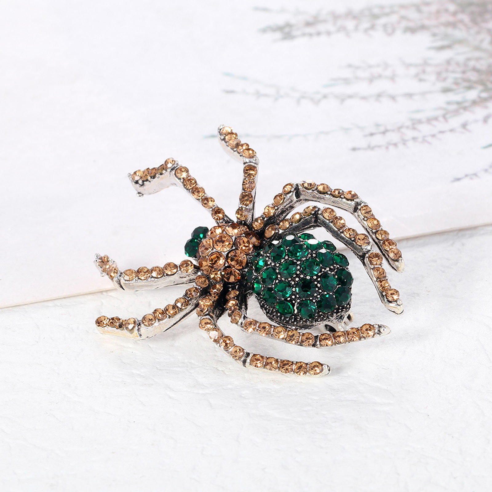 Rhinestone Brooch Shiny Spider Realistic Shape Collar Decoration ...