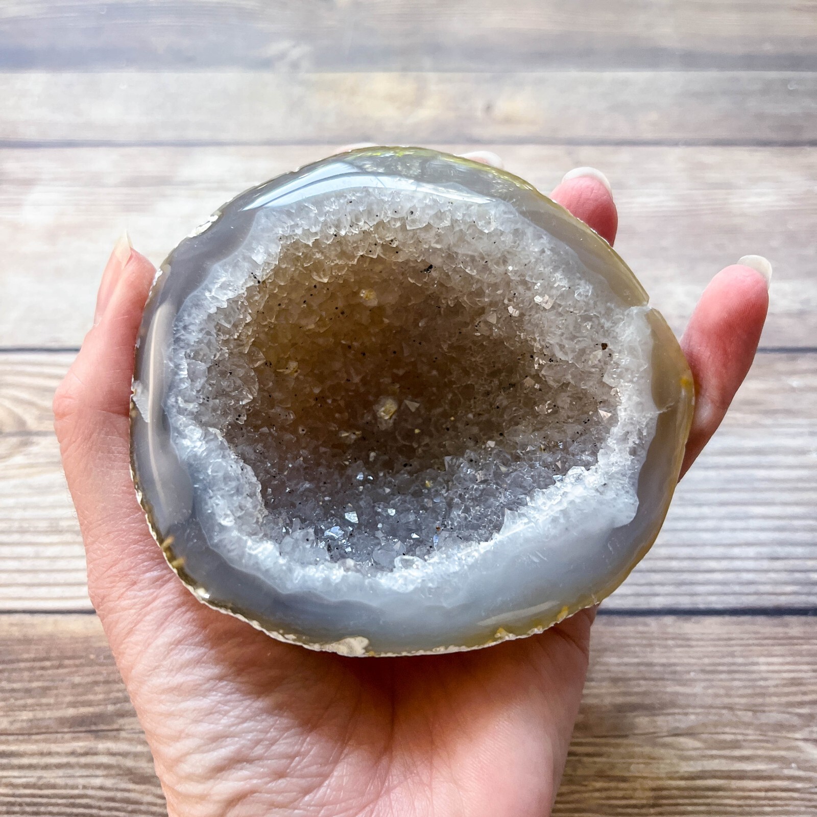 Large Quartz Crystal Geode: 10.4 oz (294g), Polished Face Stone | eBay