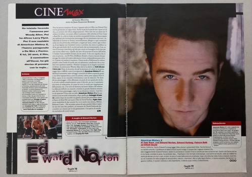 1999 Edward Norton, American History X Article Italian MAX Magazine 2 ...