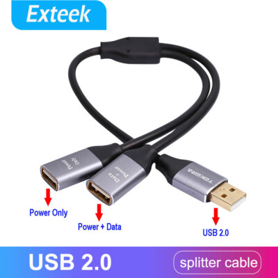 USB 2.0 Male to Dual USB Female Hub Power Adapter Y Splitter Cable Cord ...