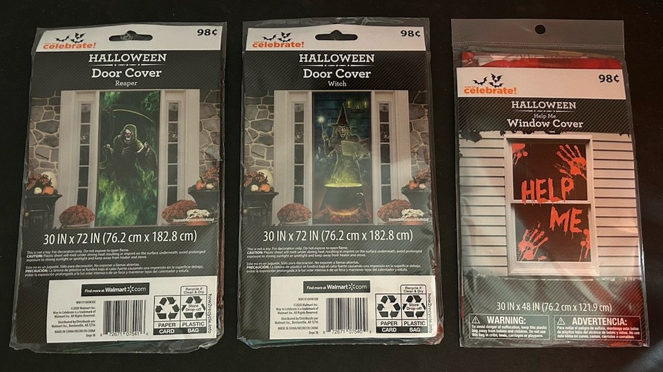 New Halloween Door And Window Decoration (Reaper, Witch, Bloody “Help ...