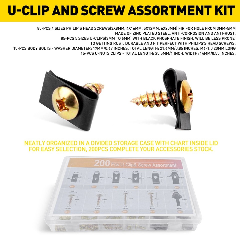 Car Bumper Fender Trim Panel Fastener 200pc Universal Metal U-Type ...