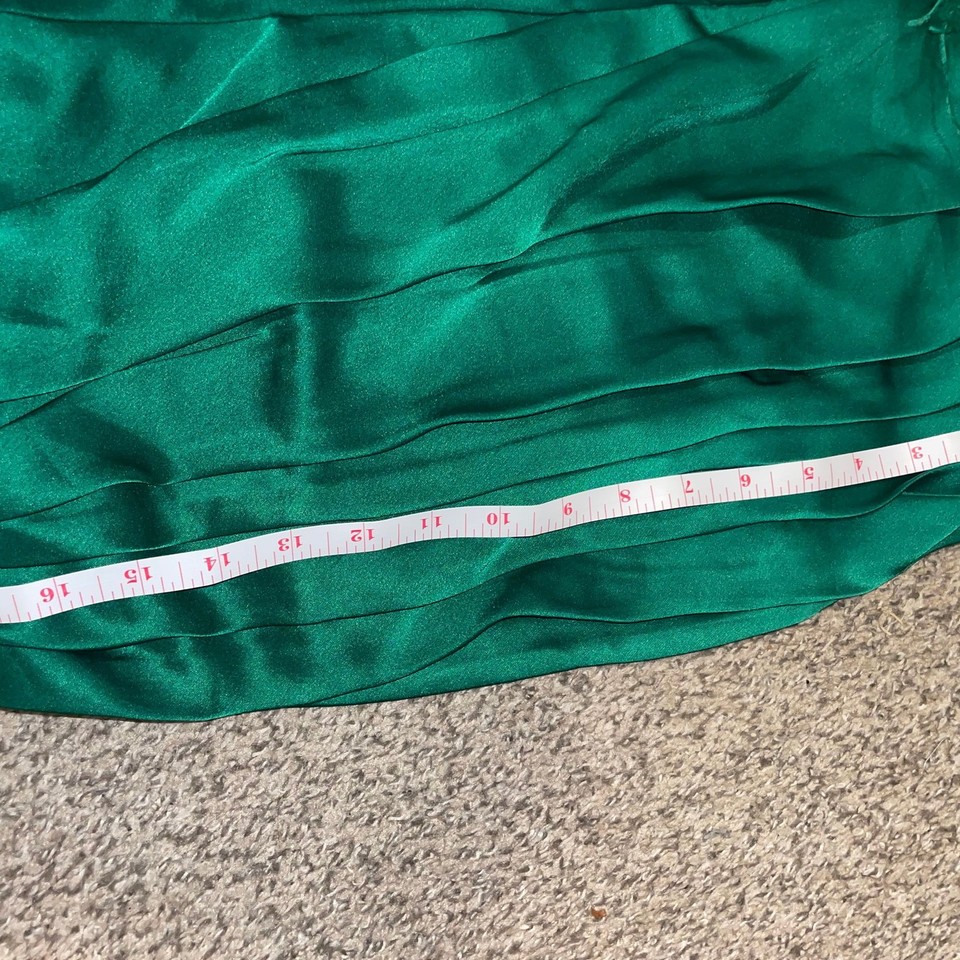 Perrin Emerald Green Feather Dress High Slit Gown, | eBay