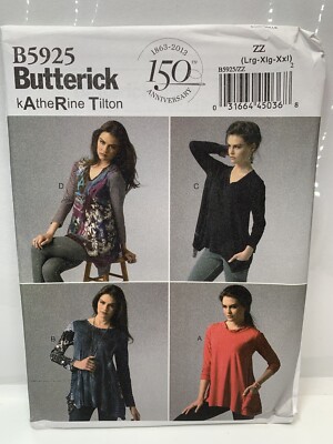 Butterick B5925 5927 Misses Top Shirt Pull Over Sewing Pattern 16-26 ...