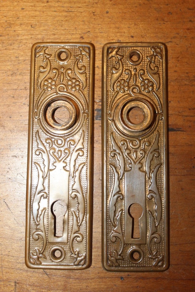 Pair of Antique Wrought Bronze Rectangular Escutcheons Nice Aged Patina ...