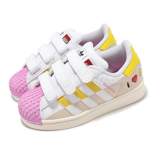 adidas Originals x LEGO Superstar CF C White Yellow Pink Kids Casual ...