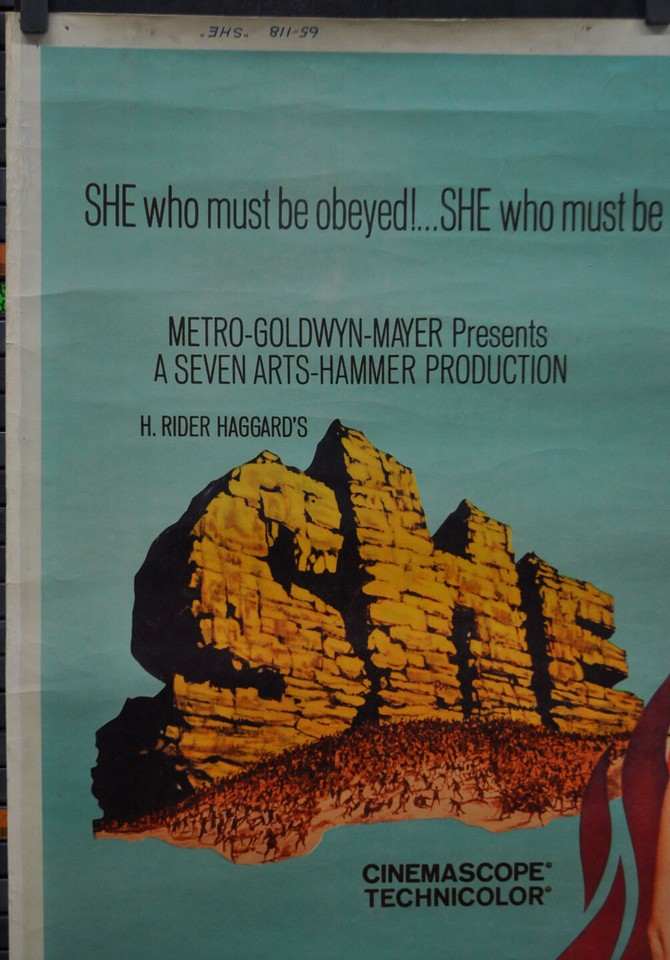 SHE 1965 ORIG 40X60 MOVIE POSTER URSULA ANDRESS CHRISTOPHER LEE PETER ...