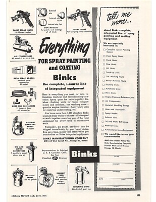 1954 BINKS EVERYTHING FOR SPRAY PAINTING AND COATING AUTOMOTIVE VINTAGE ...
