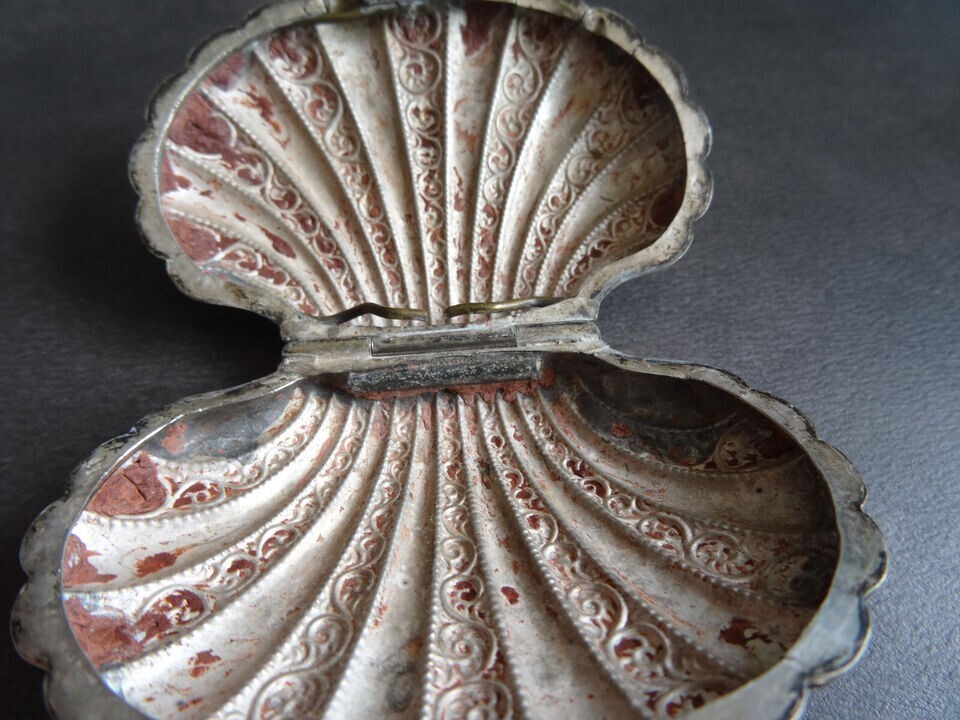 19th Antique Victorian Ornate " Mother of pearl" Sterling Silver Hard ...