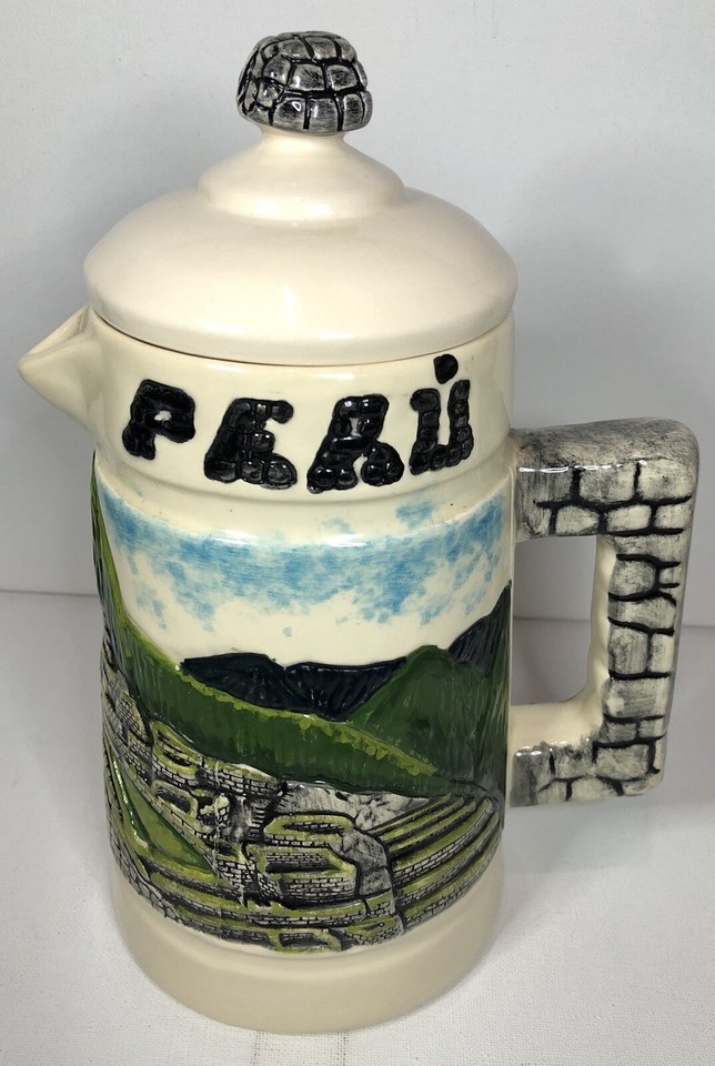 Peruvian 3D Cuzco Machu Picchu Jar Mug 11” Tall Inca souvenir Pre Owned ...