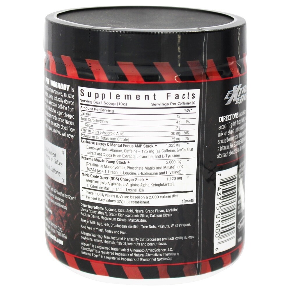 Extreme Edge Pre Workout Muscle Recharging Stack Nitric Oxide Booster,0 ...