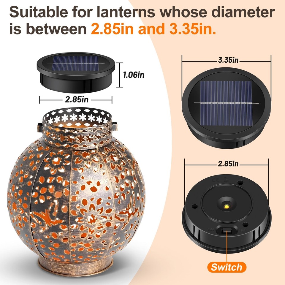 Replacement Solar Light Parts 2 Pack Lights Replacement TopWaterproof ...