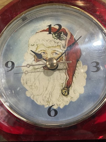 VTG Tozai Decorative Quartz Christmas Table Clock NIB Holiday Red Santa ...