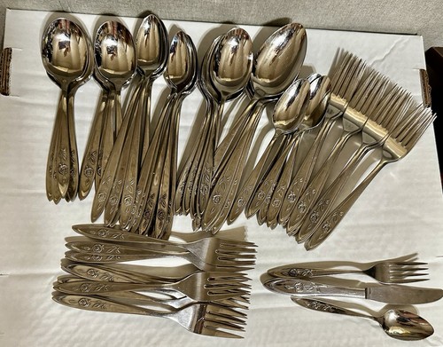 Set Of 69 Pieces MY ROSE FLATWARE Oneida Community Betty Crocker ...