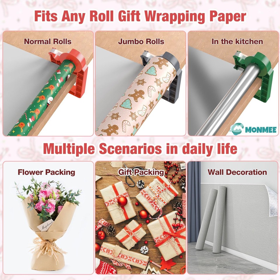 Tabletop Gift Wrapping Tool with Tape Dispenser–2 Pack Adjustable ...