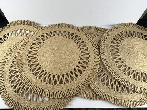 Jute Woven Placemats Chargers Set of 6 Round 16in Boho Beach House ...