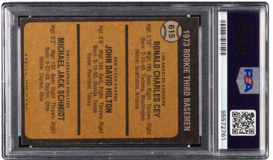 1973 Topps #615 Mike Schmidt Ron Cey Signed Rookie Card RC PSA 7 Auto ...