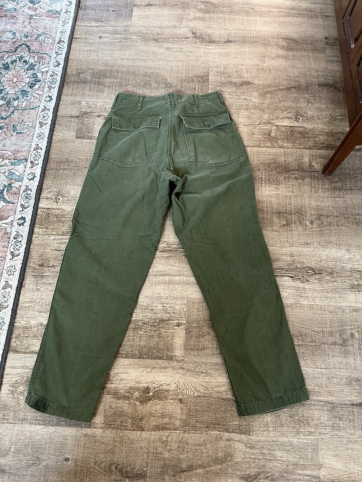 VINTAGE US Army Pants 32x33 Green OG 107 Trouser Cotton Sateen 70s | eBay