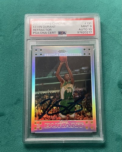 2007 Topps Chrome Basketball Kevin Durant Refractor PSA 9 10 Auto POP 1 ...