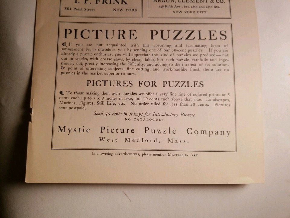 1908 Print ad-No order filled for less than 50 cents. Mystic Picture ...