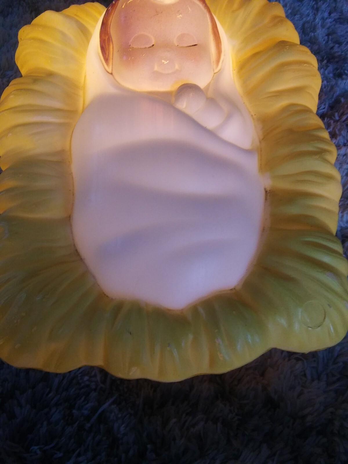 Jesus in hay manger blow mold lights up General Foam Nativity | eBay