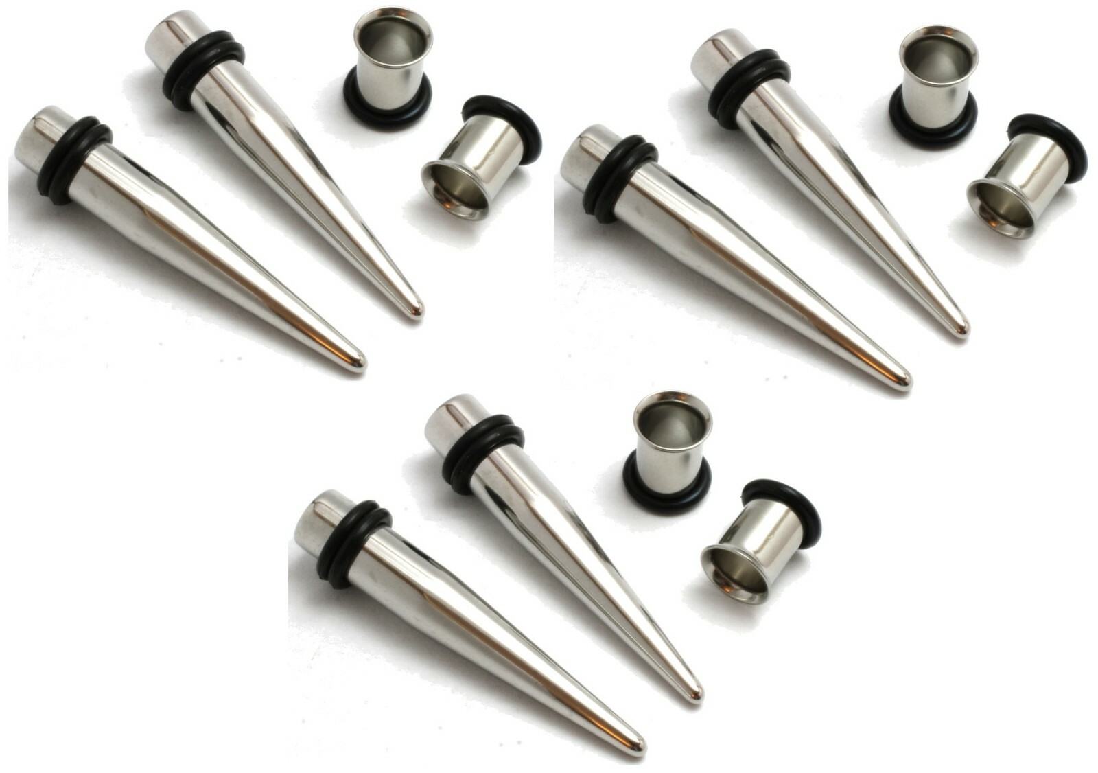 3pr 1/2" 9/16" 5/8" Steel Ear Stretching Kit Tapers Tunnels gauges ...