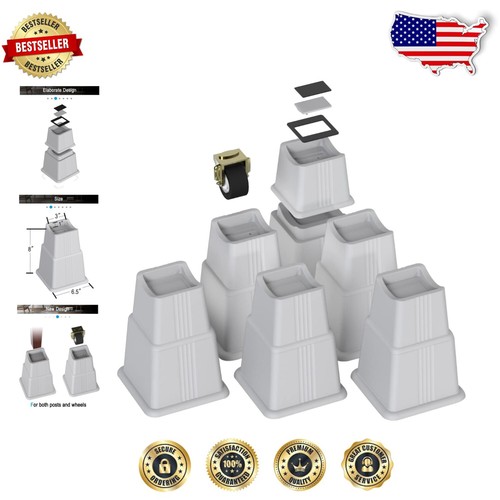 Compact Heavy-Duty Furniture Risers - Elevates Any Furniture Type with ...