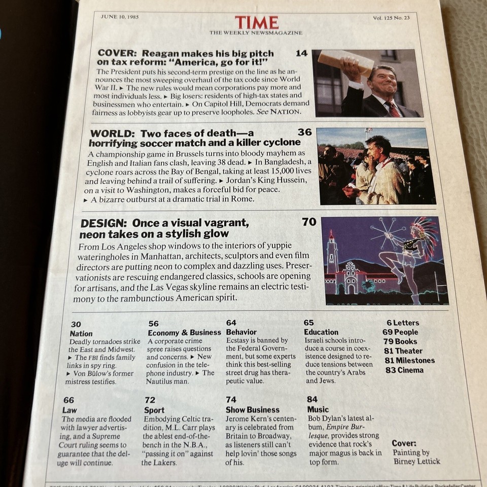 Time Magazine June 10, 1985 Reagan’s Tax Package | eBay