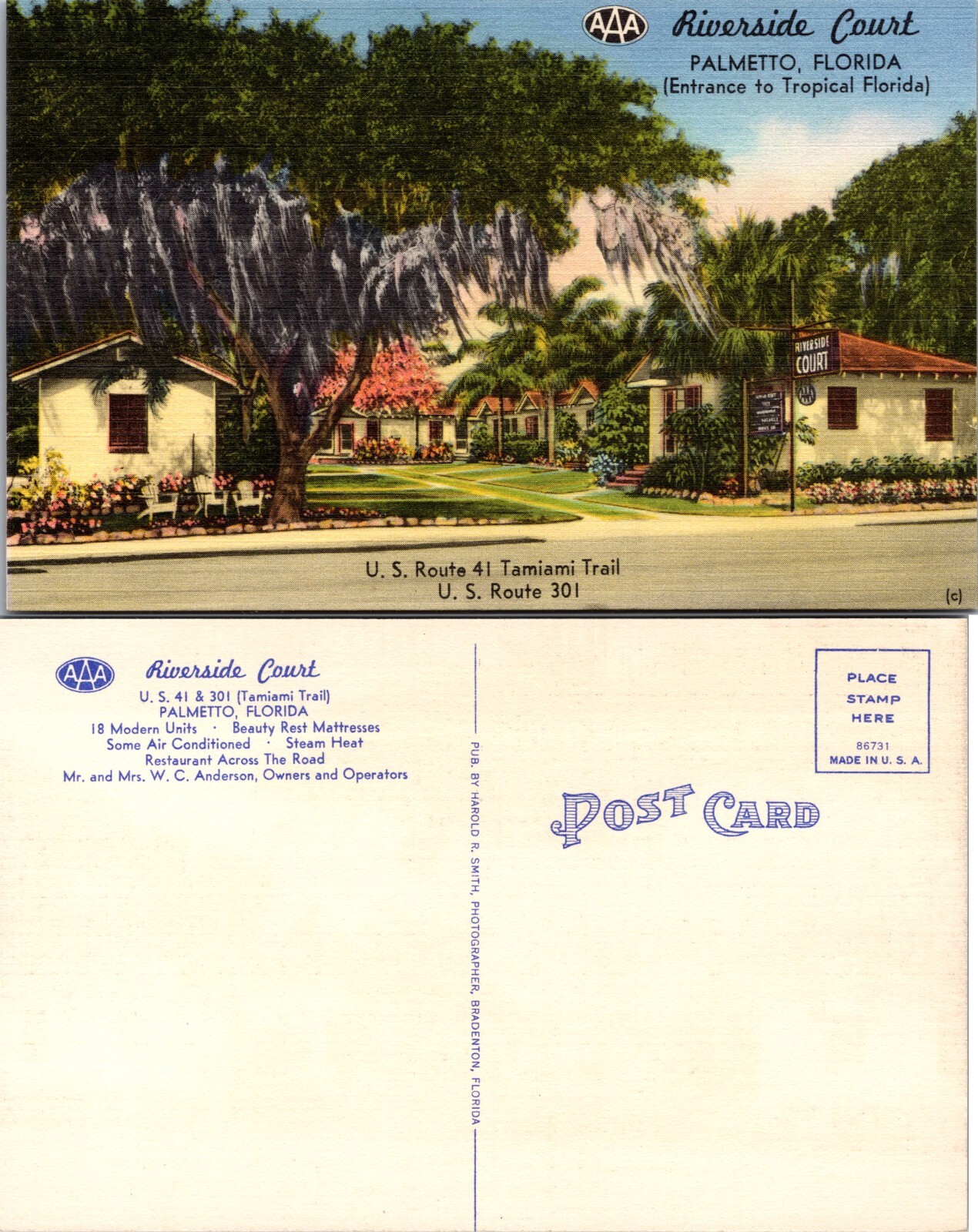 Riverside Court US Route 41 Palmetto Florida FL Postcard | eBay