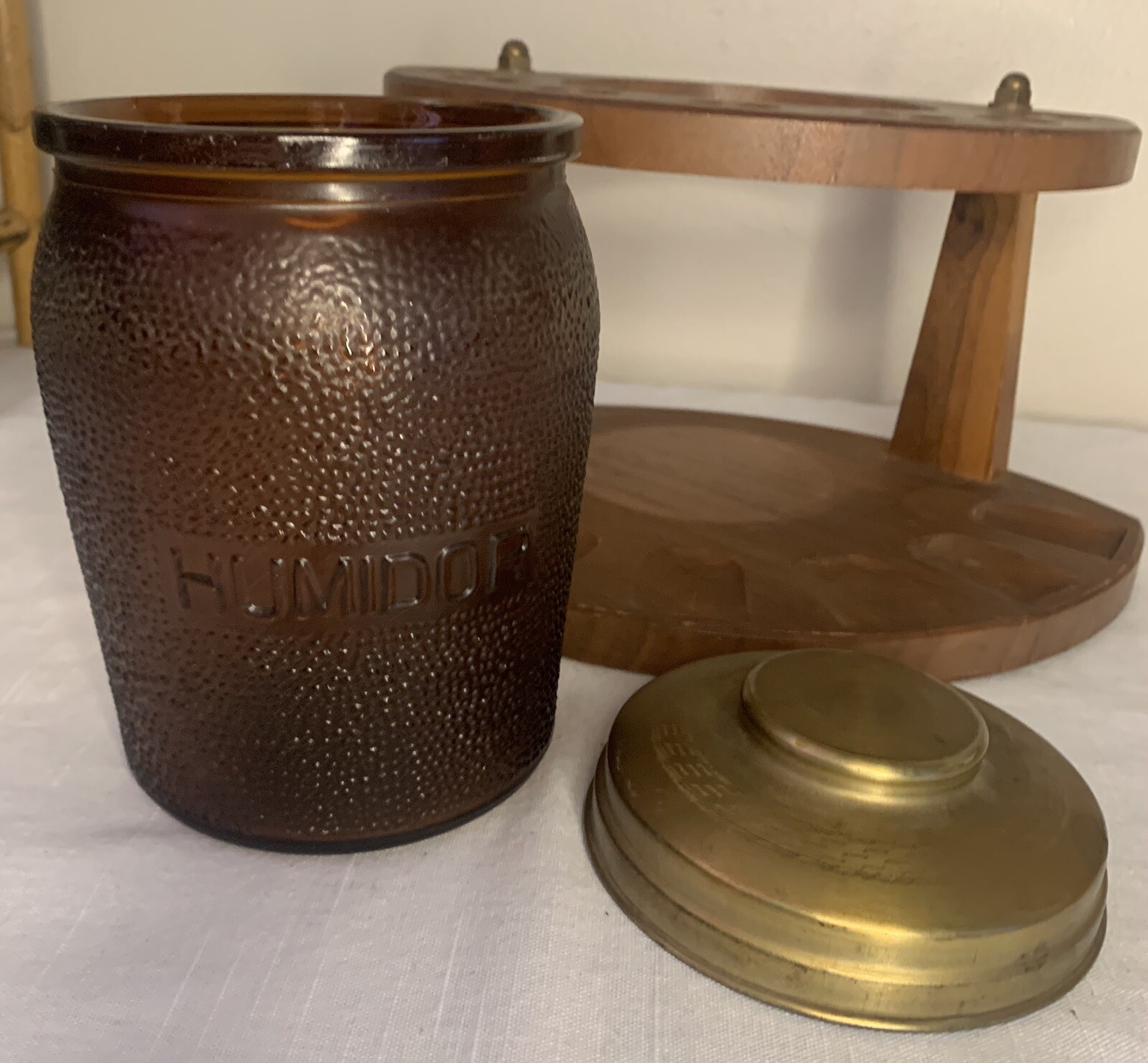 Vintage Wood Pipe Holder Amber Dun-Rite Humidor Tobacco Brooklyn NY Wes ...
