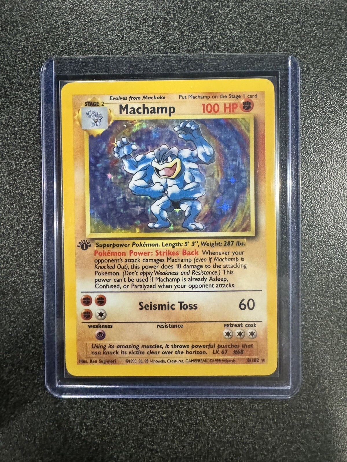 1995 1ST EDITION AUTHENTIC SUPER RARE HOLO FOIL MACHAMP POKEMON CARD ...