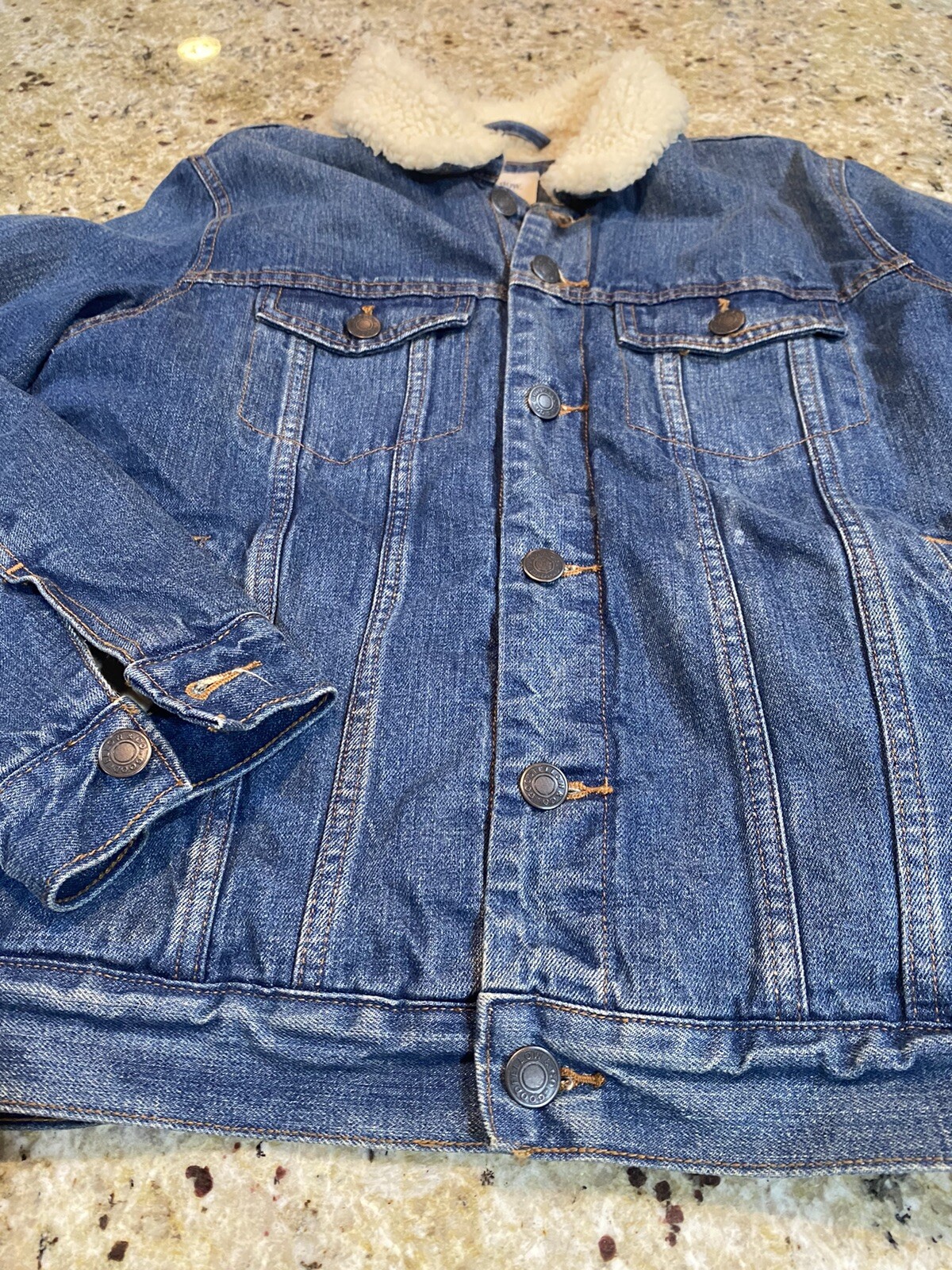 Goodfellow & Co. Sherpa Lined Denim Jean Trucker Jacket Men’s Sm SEAL ...