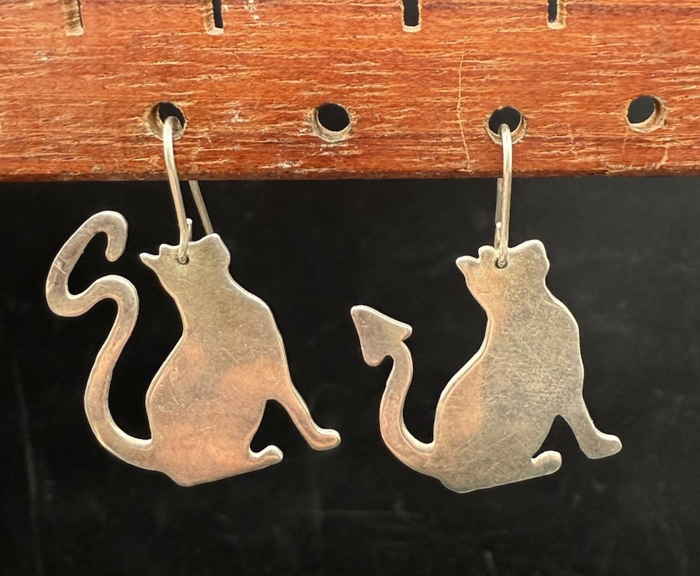 Sterling Silver Dangle Angle Devil Cat Earrings SS777 4.4g | eBay