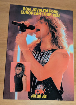 Vintage Bon Jovi / Lita Ford European Tour Poster 1988 Raw Magazine | eBay