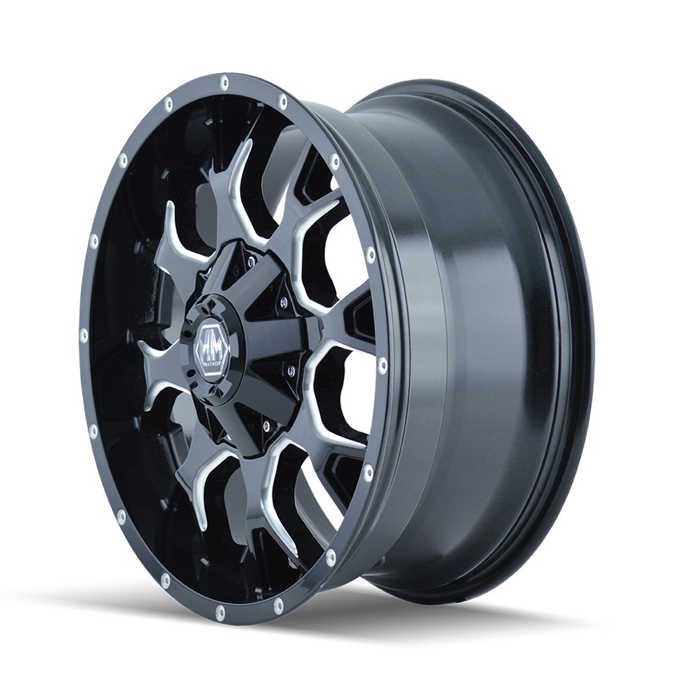 Mayhem Wheels 8015 Warrior 17x9 -12 Gloss Black Milled 8x170 (QTY 4 ...