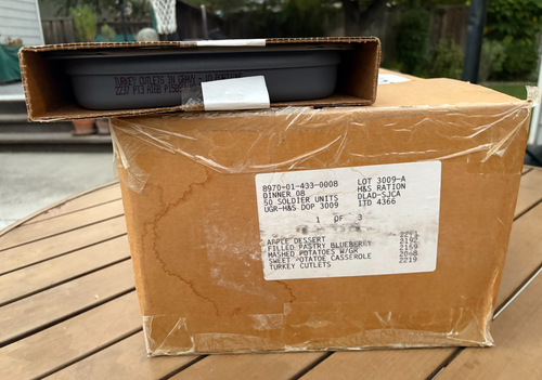 MILITARY SURPLUS TURKEY CUTLETS IN GRAVY MRE TRAY PACK UNITIZED GROUP ...