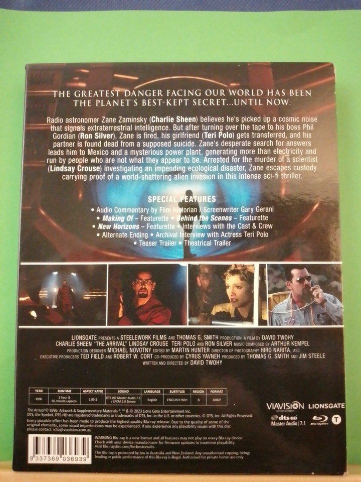 THE ARRIVAL - Charlie Sheen - ViaVision - Region B Blu Ray in Slipcover ...