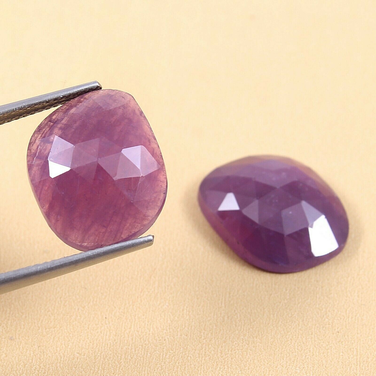 AAA Natural CERTIFIED Ruby Loose Gemstone Flat Back Rose Cut Slice Pair ...