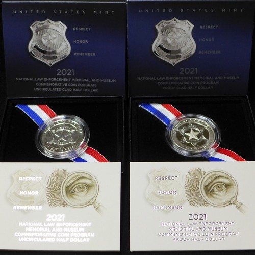 2021 US Law Enforcement Commemorative Proof & UNC Clad Half Dollars in ...