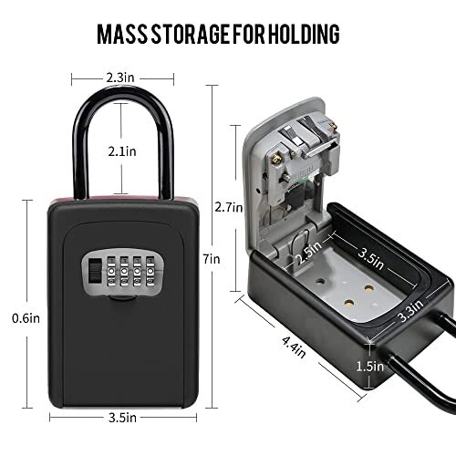 Key Lock Box Wall Mounted Portable Lock Box for House Key 5 Key ...