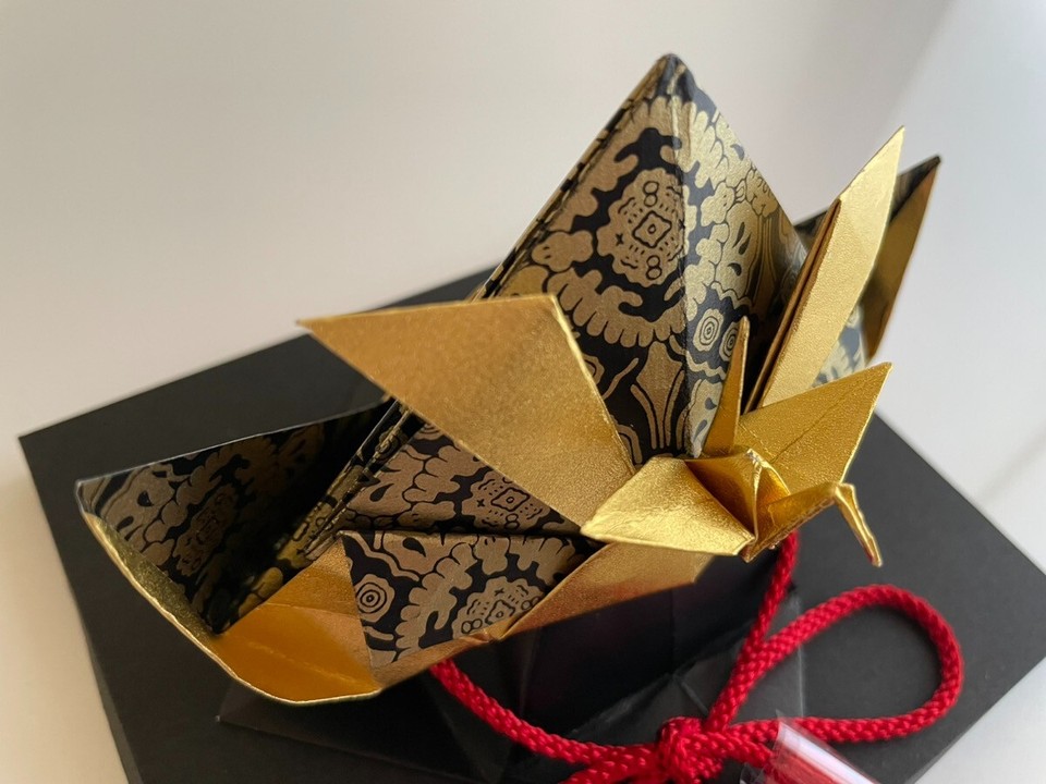 Japanese Origami Handmade Craft Samurai Helmet Ornament Black w/Tassel ...