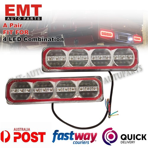 Pair 4 LED Combination Tail Lights Stop/Tail/ Indicator/Reverse Truck ...