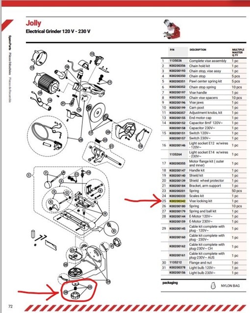 Tecomec Motor Vise Locking Kit Super Jolly, Jolly Star, COMPACT, Chain ...