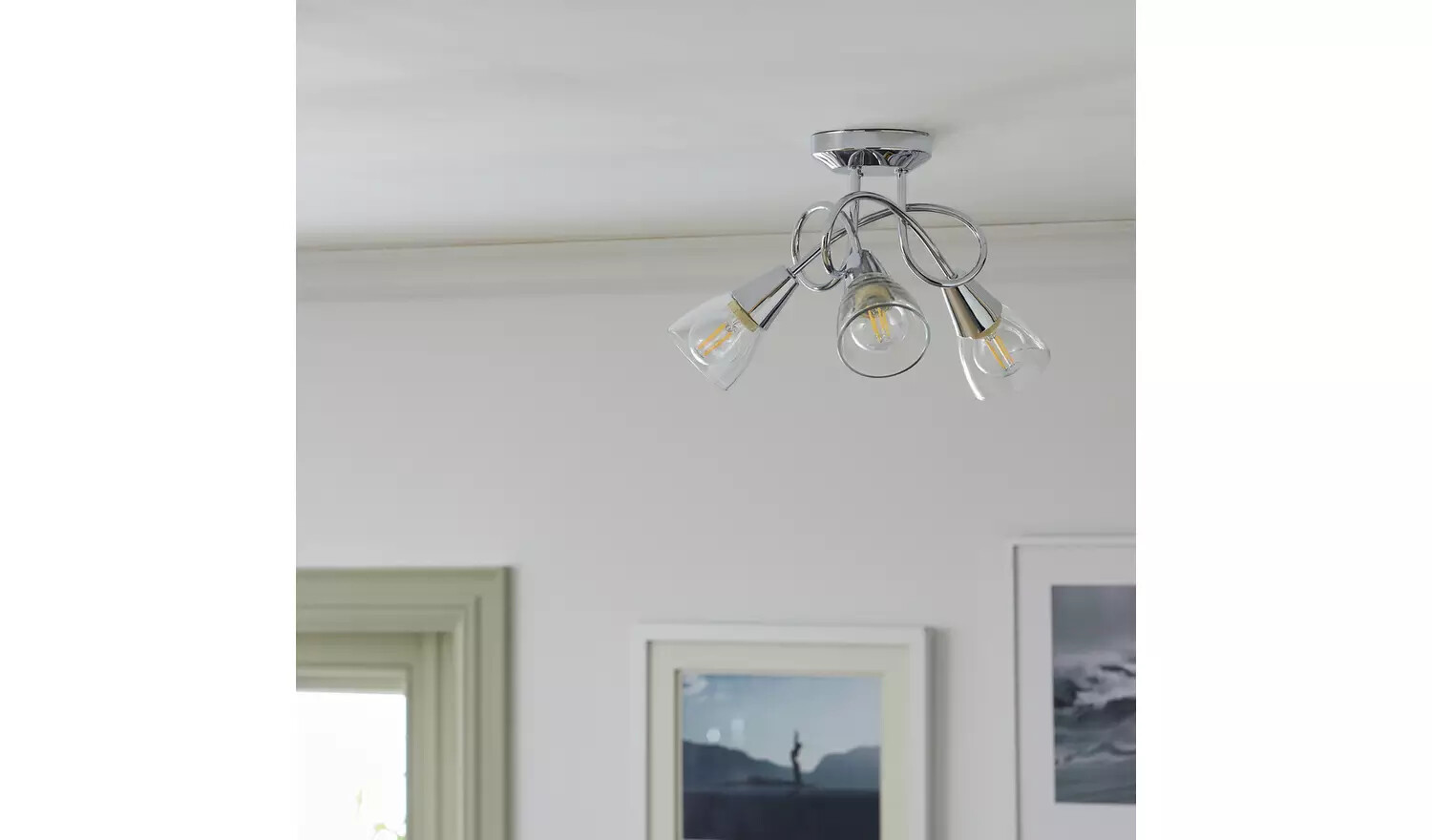Argos Home Curico Metal 3 Light Flush Ceiling Light - Chrome | eBay
