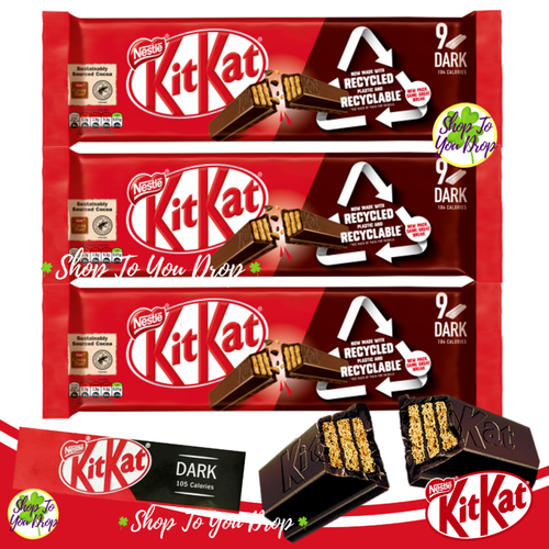 27 DARK CHOCOLATE KIT KAT 2 FINGER BARS 3 x 9 PACK 20.7g Kitkat Wafer ...