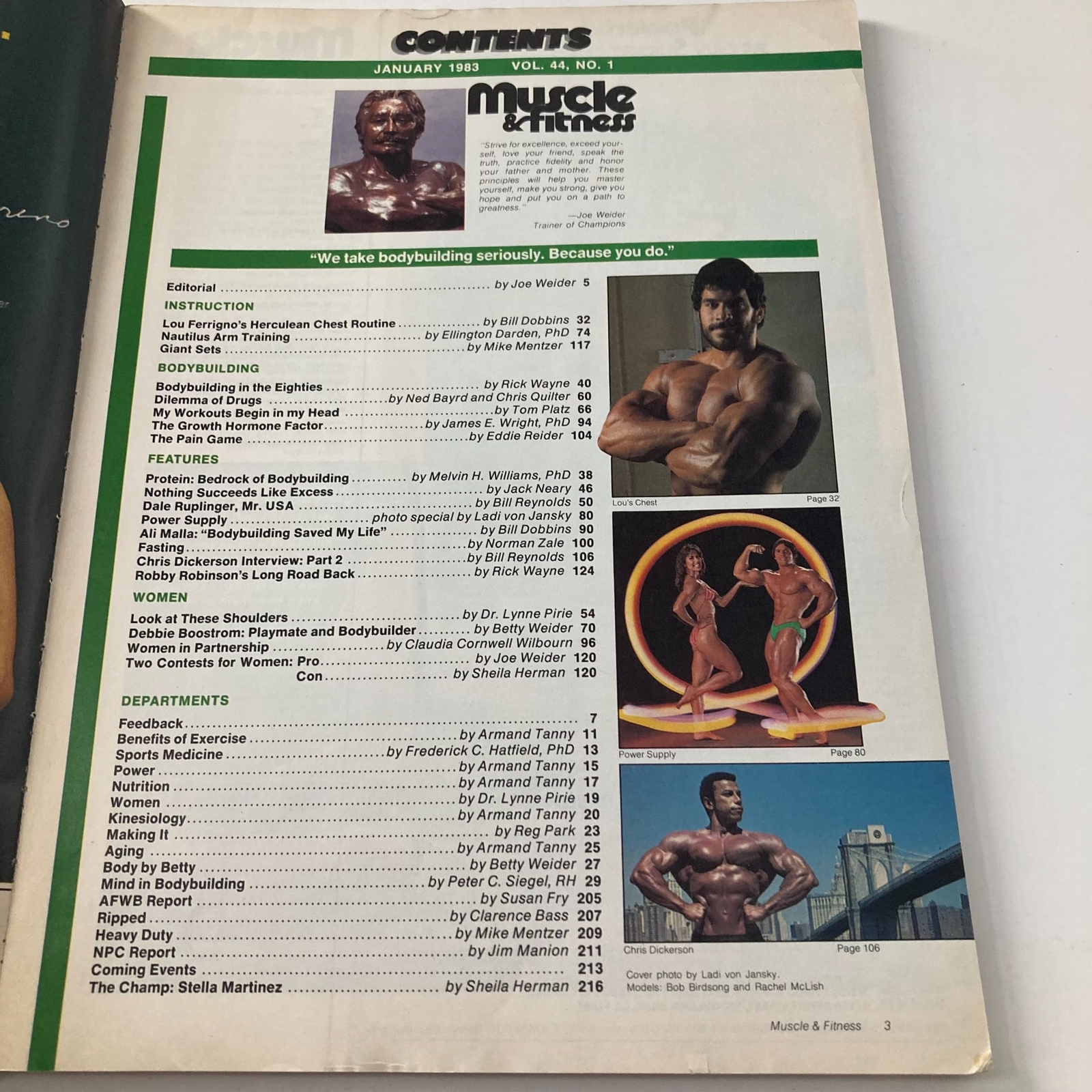 Joe Weider's Muscle & Fitness Magazine January 1983 Bob Birdsong ...