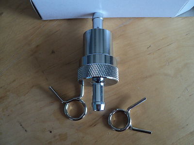 Custom Bobber Chopper Fuel Filter Chrome Cleanable Brass Filter 5/16 ...