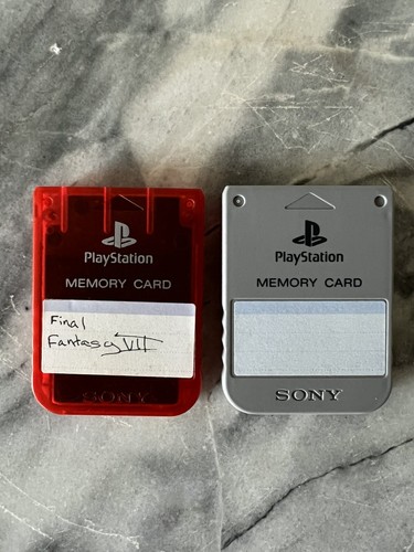 Lot Of 2 Vintage PLAYSTATION Memory Cards Used Red And Gray | eBay