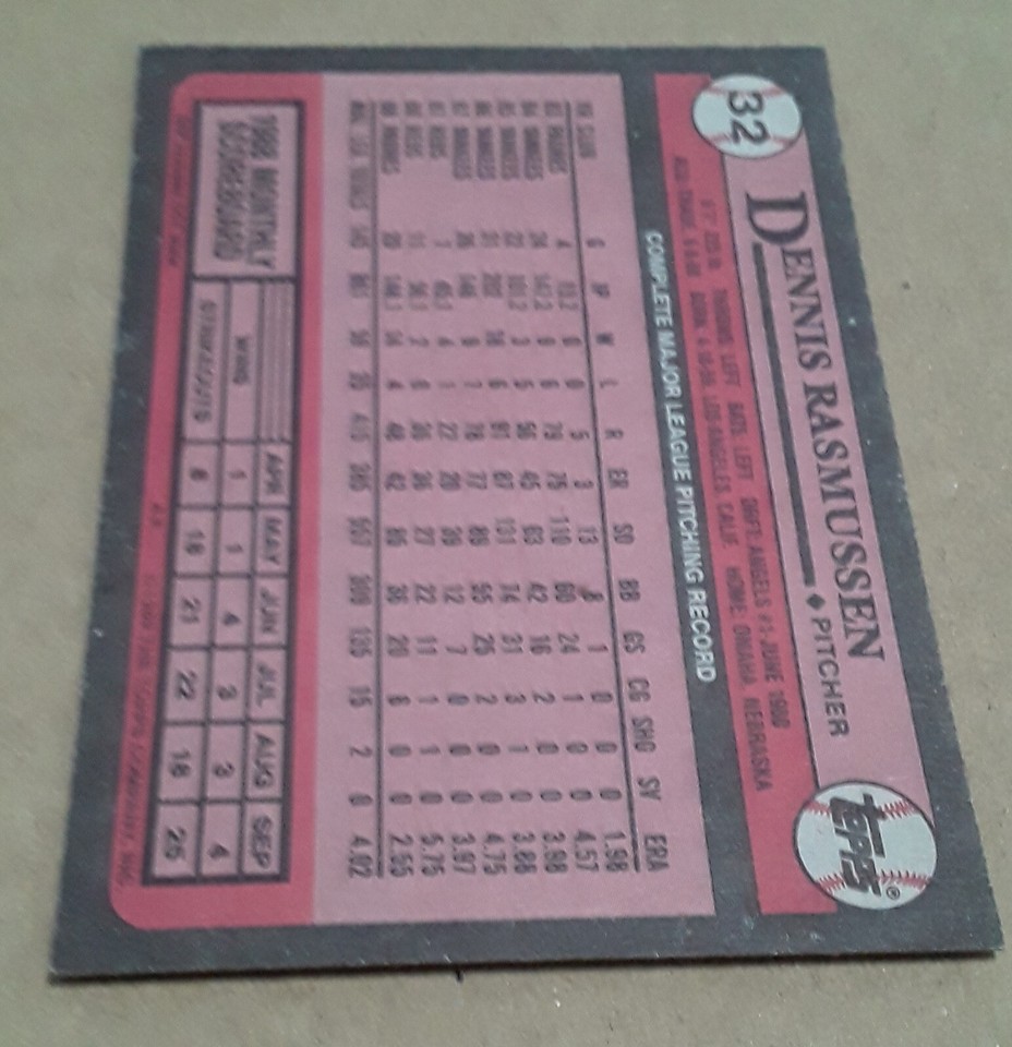 1989 Topps Dennis Rasmussen San Diego Padres Baseball Card | eBay