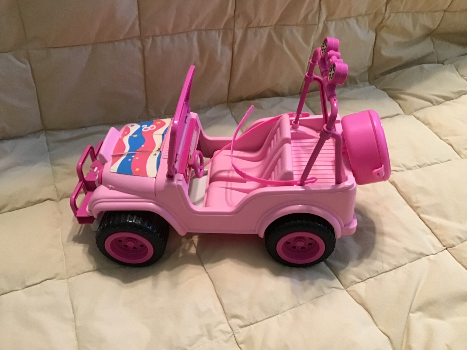 VTG BARBIE Pink Jeep with Pink Rims, Seat Belts, Roll Bar, Decals ...